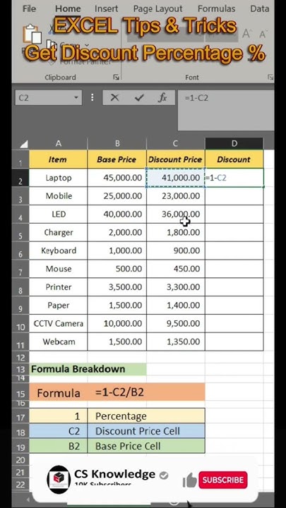 Discounted Percentage Data Excel Exceltips Exceltipsandtricks Exceltricks Dataentry Entry