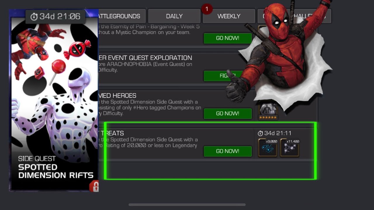 MCOC Spotted Dimention Rifts - Side Quest - How to get Rank 4 material ...