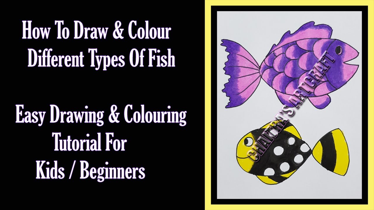 How to draw & color fish with oil pastel | Step by step drawing ...