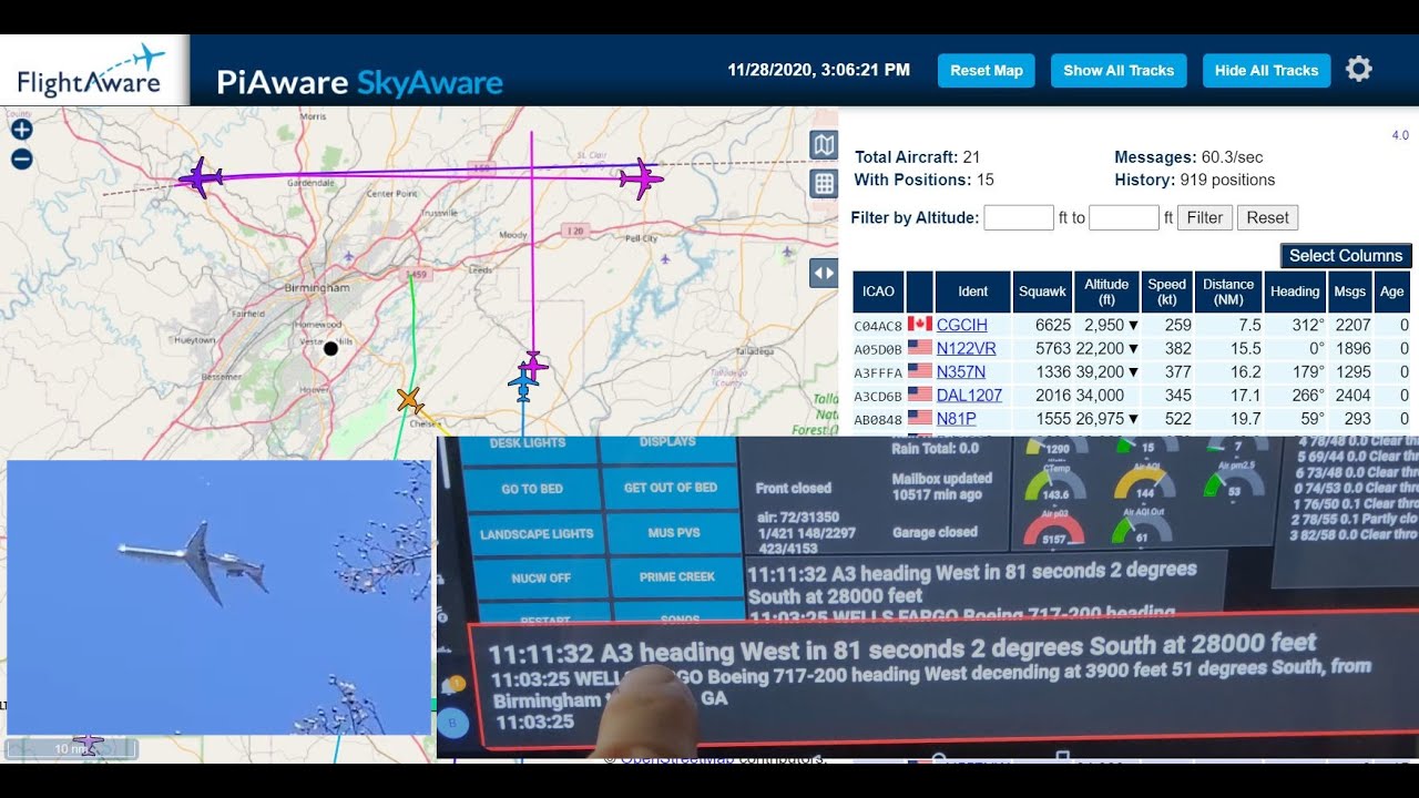 Announce overhead flights using FlightAware and NodeRed - YouTube