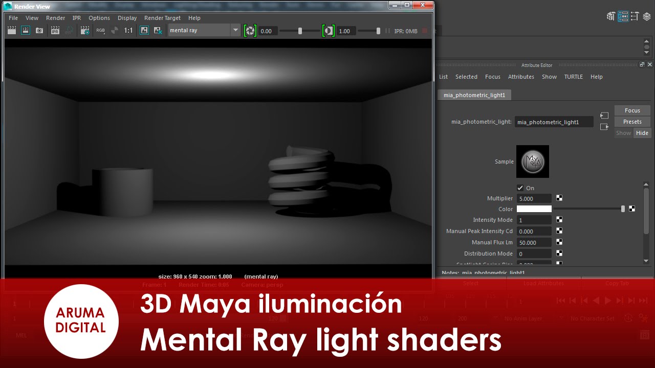 3D Maya 231 Iluminación Mental Ray Light shaders - YouTube