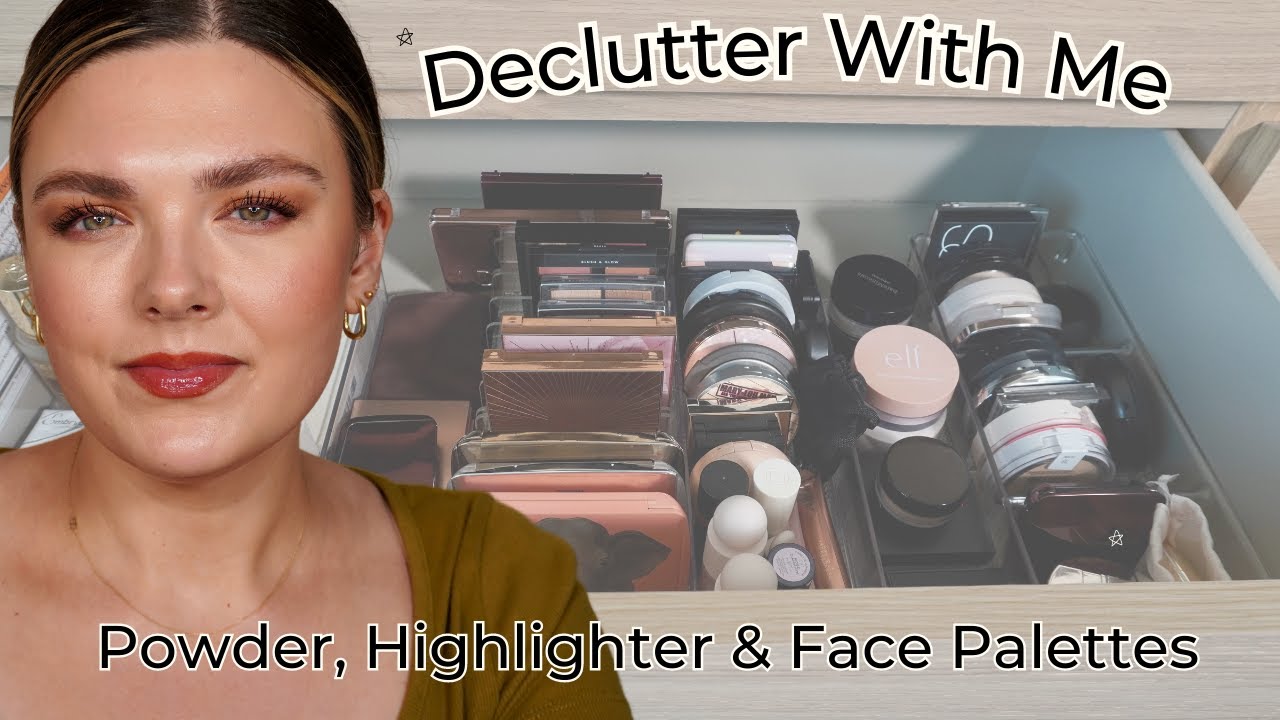 MAKEUP DECLUTTER 2023! Powder, Highlighter, & Face Palettes - YouTube