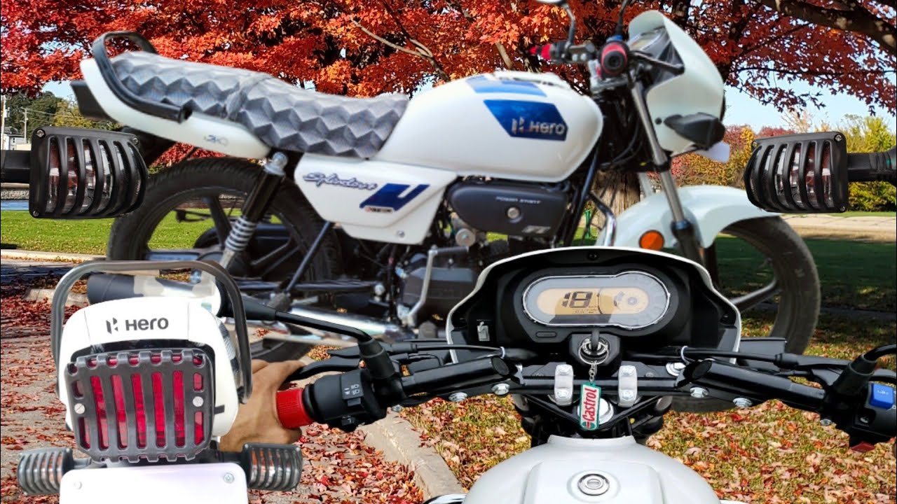 Splendor xtec bike modified handle grab handle indicator headlight ...