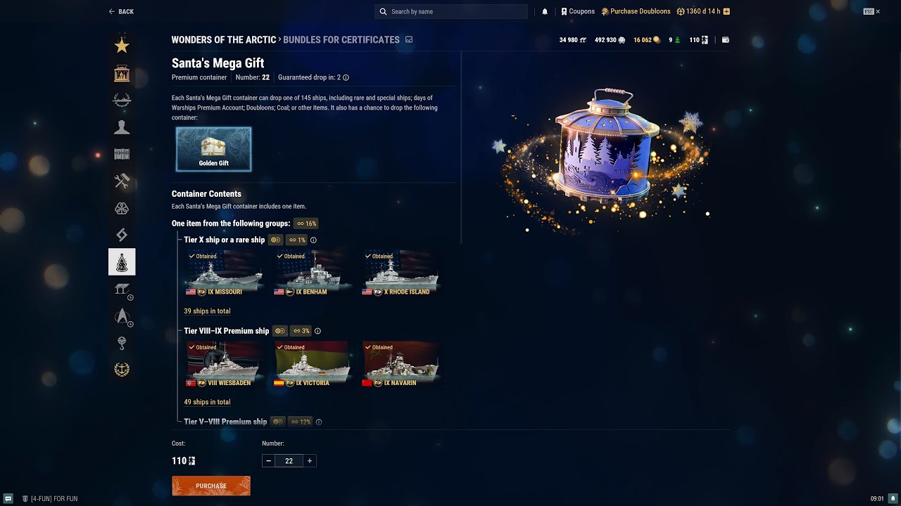 World of Warships: Open 22x Santa's Mega Gift Container [Patch 0.13.11 ...