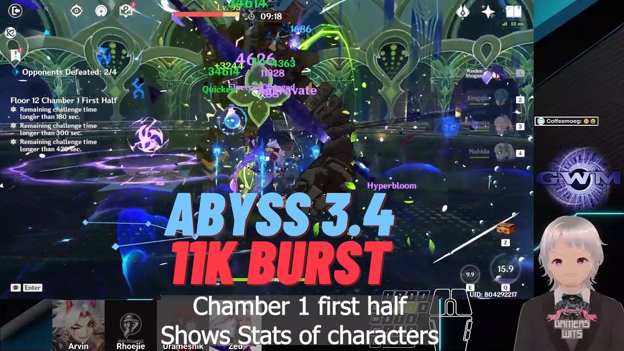 Abyss 3.4 Floor 12 Low stats +no 5 star weapons retry EM Raiden ...