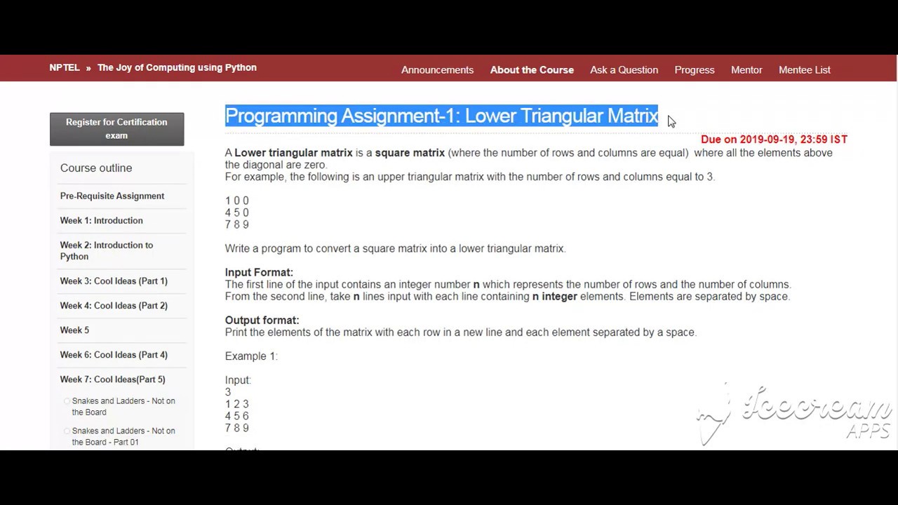 The Joy Of Computing Using Python Week 7 Quiz And Programming Assignment Youtube