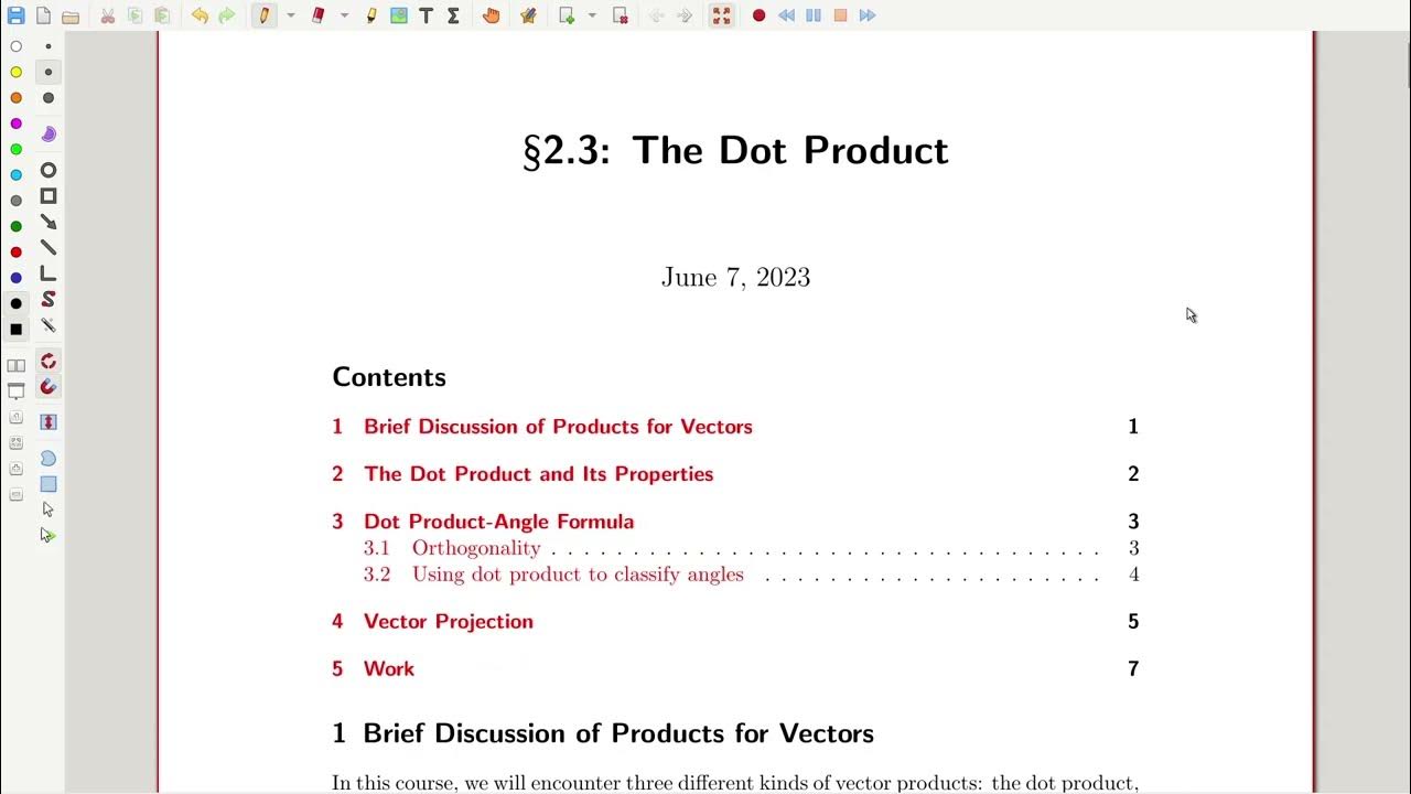 Calc 3 Section 2.3: The Dot Product - YouTube