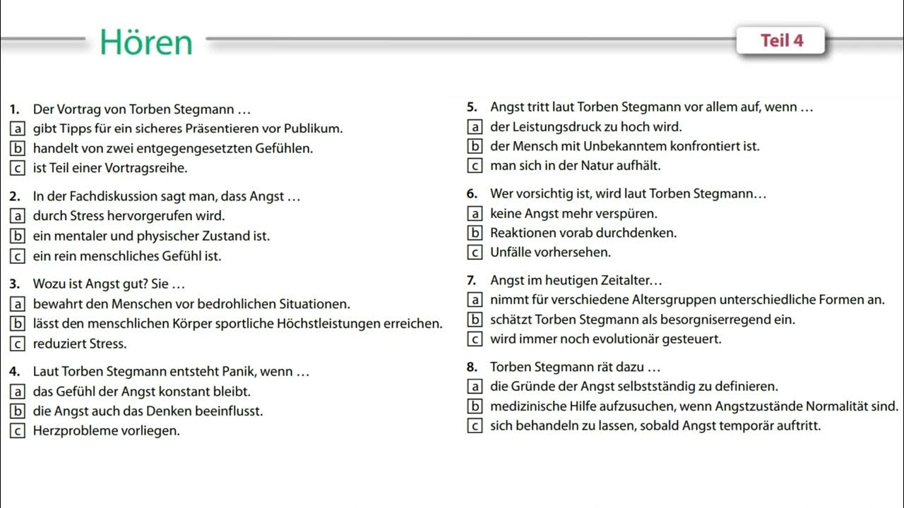 Aspekte B2 neu Goethe Zertifikat B2 Hören Teil 4 mit Lösungen| DeutschPrüfungPal # ...