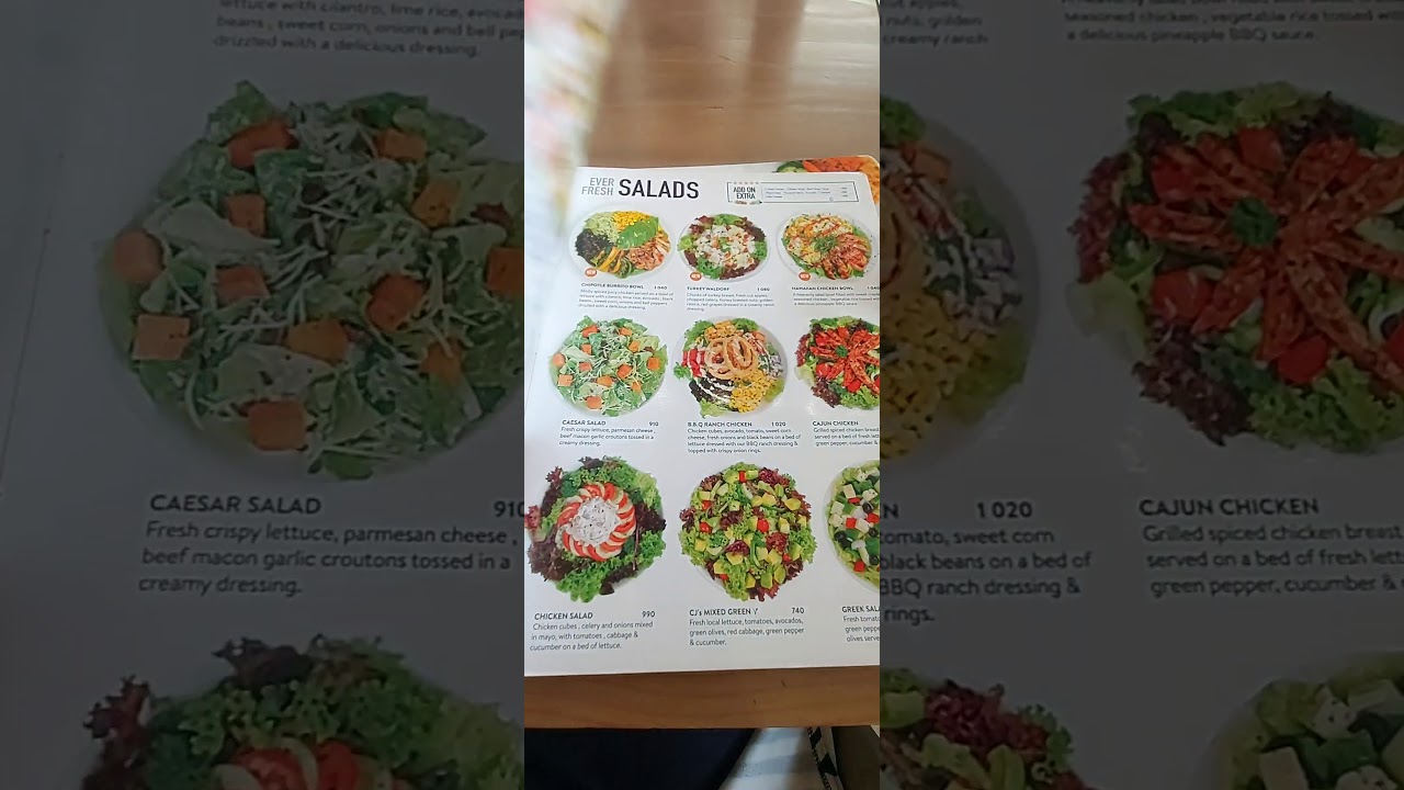 Cj's Restaurant Menu Waterfront | Karen in Nairobi Kenya | Sunday ...