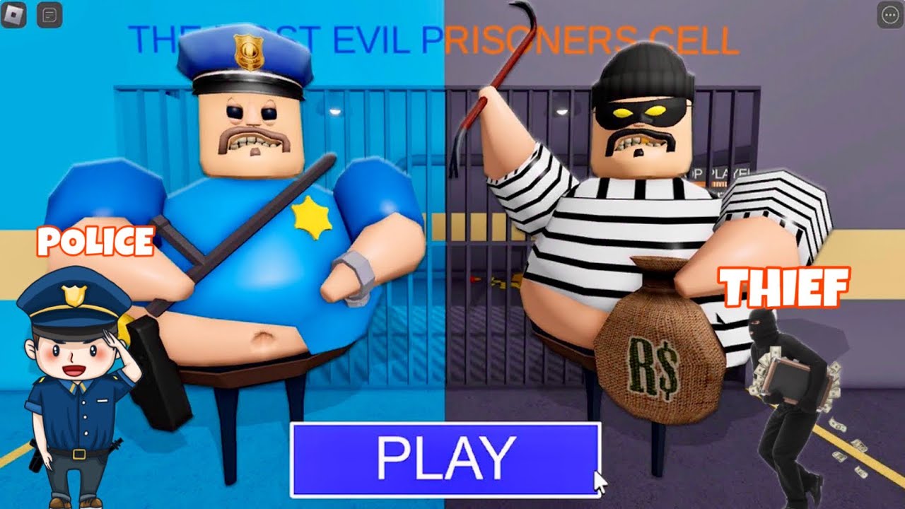POLICE BARRY VS THIEF BARRY in BARRY PRISON RUN! OBBY FULL WAIKTHROUGH ...