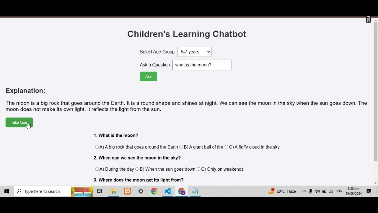 Children Learning Chatbot demo - YouTube