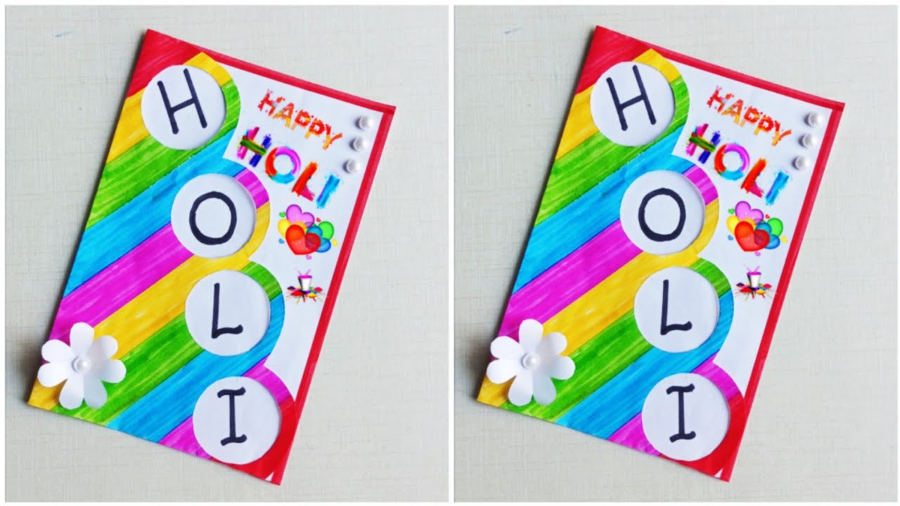 How to make holi card |DIY Holi Cards |Handmade holi Card |Holi card ...