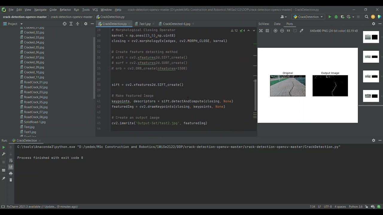 crack detection opencv master - YouTube