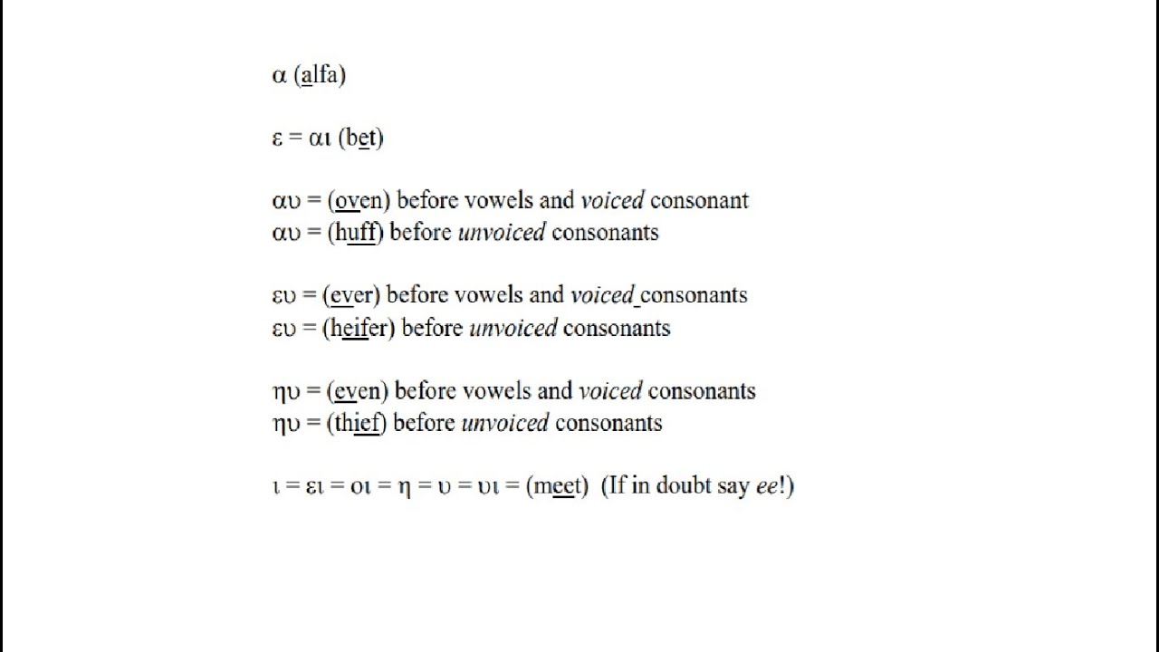 GREEK VOWEL SOUNDS (Modern Greek Pronunciation) by Sir Anthony F ...