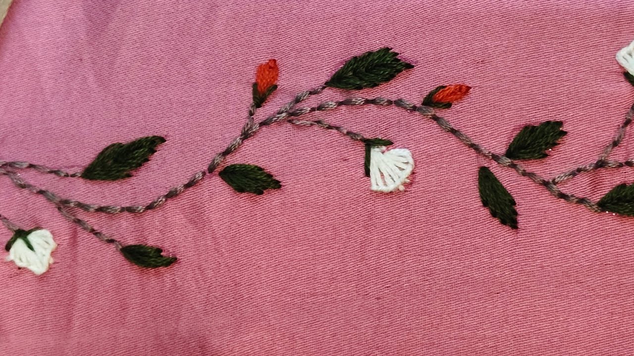 hand embroidery simple border BEL design - YouTube