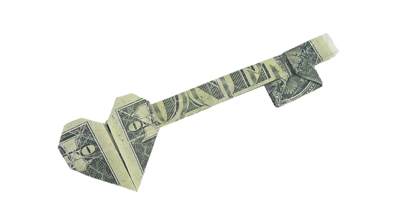 Money Origami - Heart Key Tutorial - Voice Instruction - YouTube