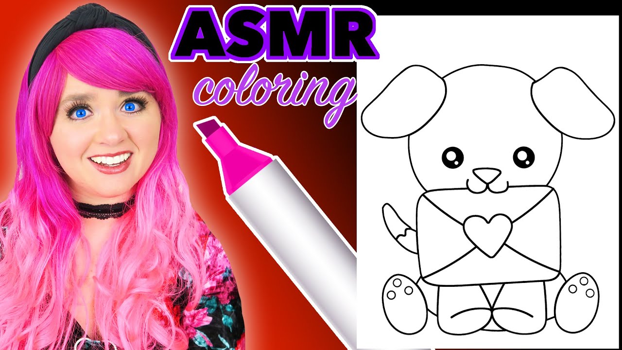 ASMR Coloring a Valentine's Day Puppy | Calming ASMR Coloring for ...