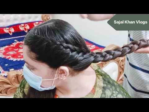 dry long hair very cutest hairstyle making by husband #sajalkhanvlogs