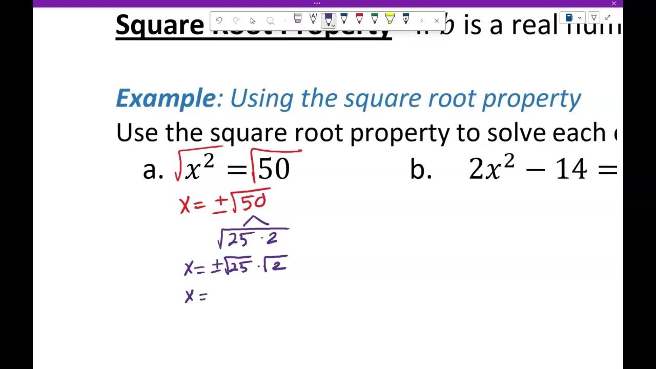 Alg II - 8.1 Part 1 - Solving Quadratic Equations with the Square Root ...