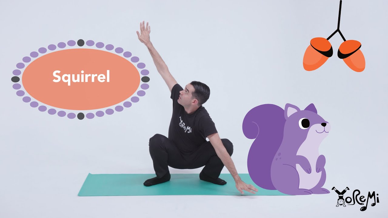 Squirrel (Garland Pose with Twist) | Kids Yoga, Music and Mindfulness ...