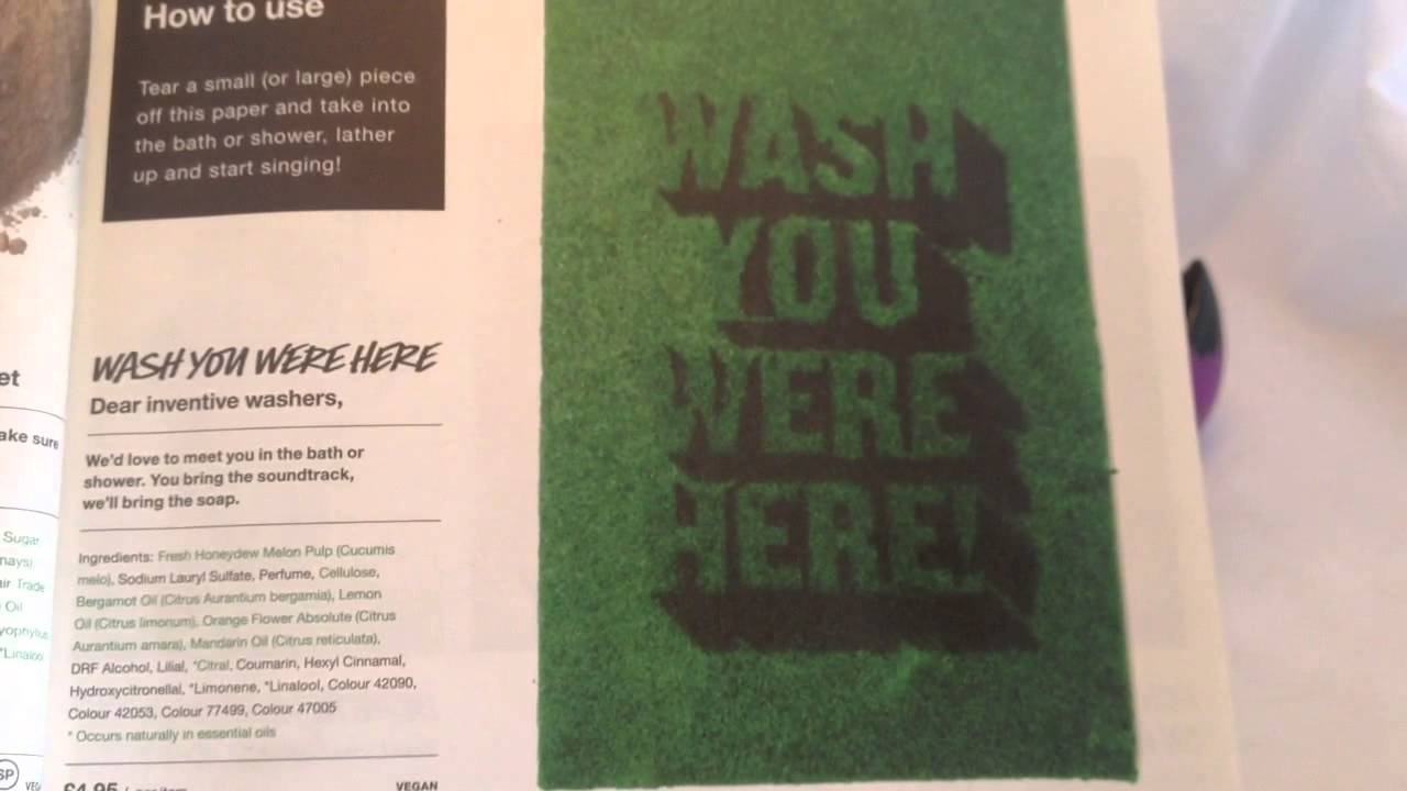 Lush 'Wash You Were Here' shower sheet card - YouTube