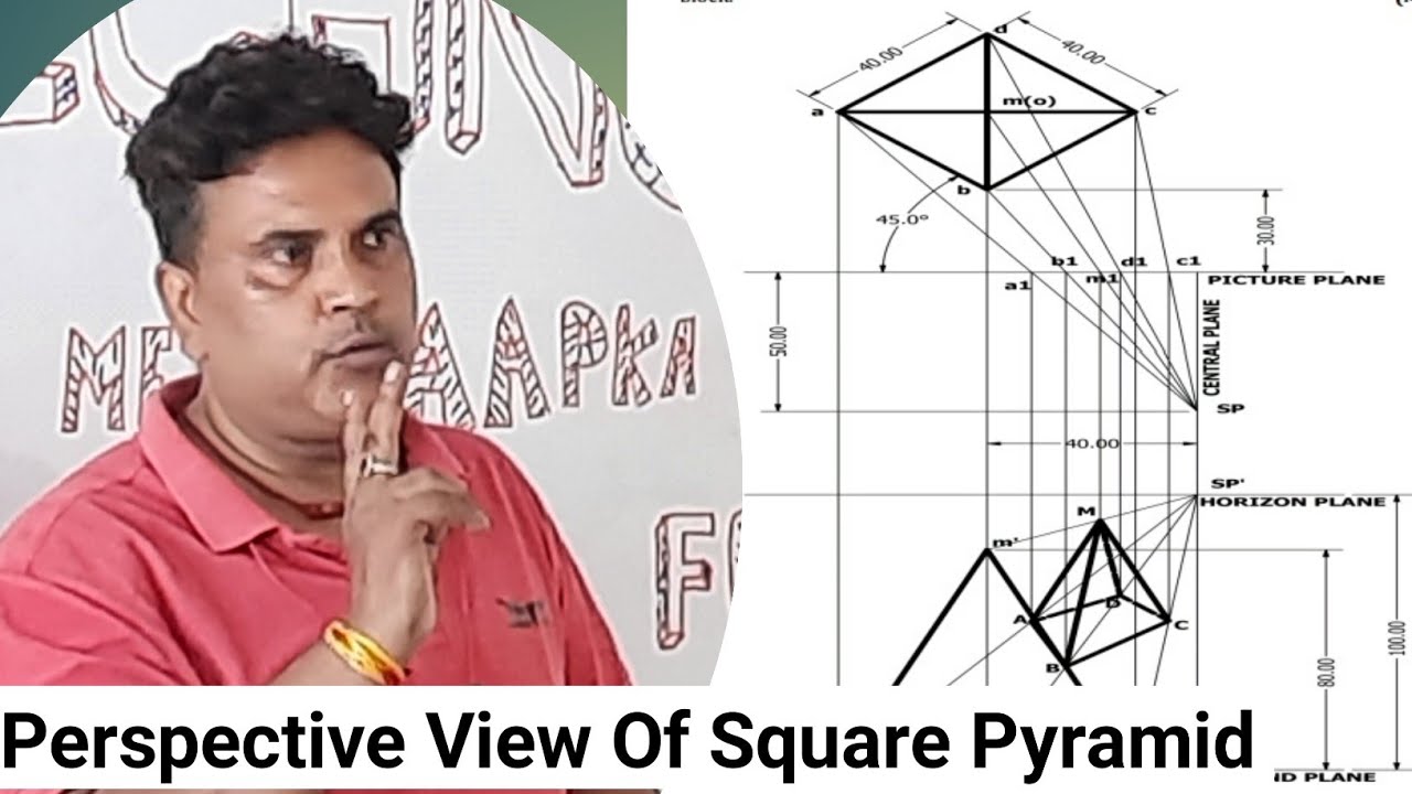 Perspective View Of Square Pyramid By Visual Ray Method - YouTube