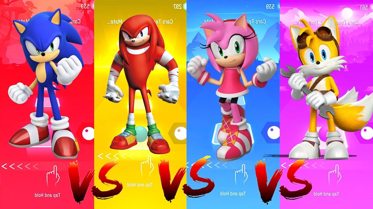 Sonic vs Knuckles vs Amy Rose vs Tails | Tiles Hop Edm Rush - YouTube