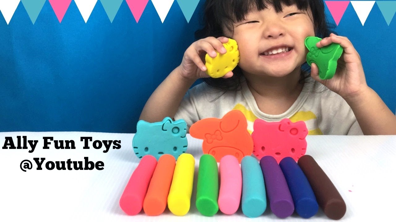 Play and Learn Colors with Play Doh Modelling Clay Hello Kitty My ...