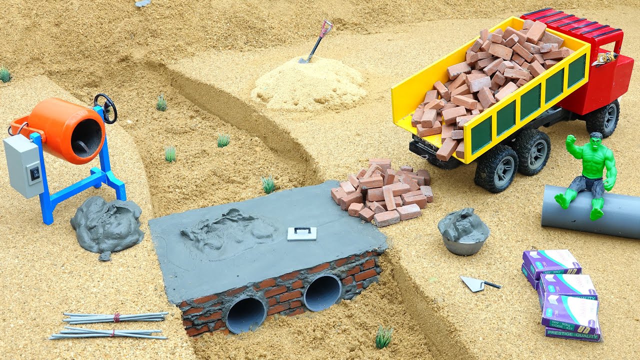 DIY concrete bridge construction project using mini concrete machine ...