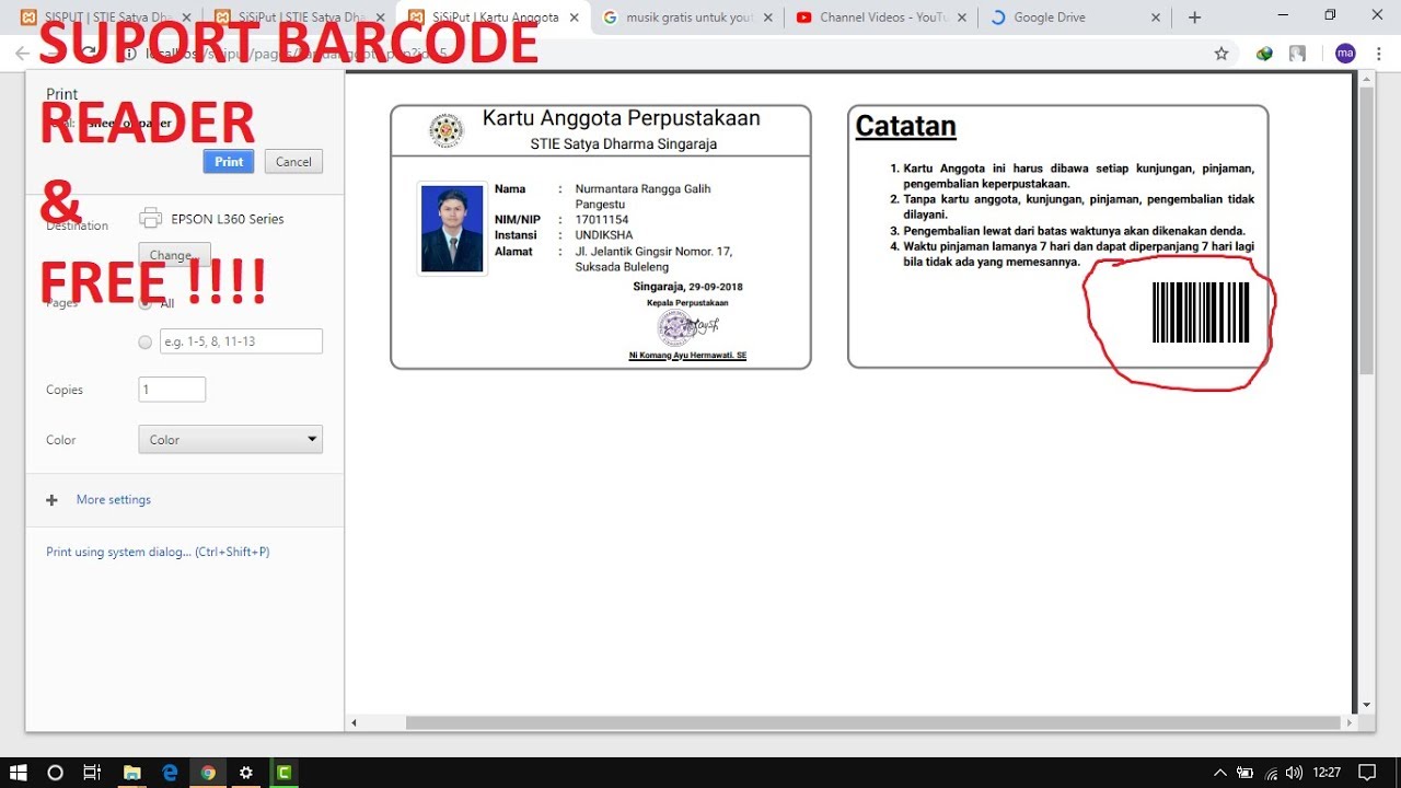 Source code Sistem Informasi Perpustakaan FREE suport Barcode Generator ...