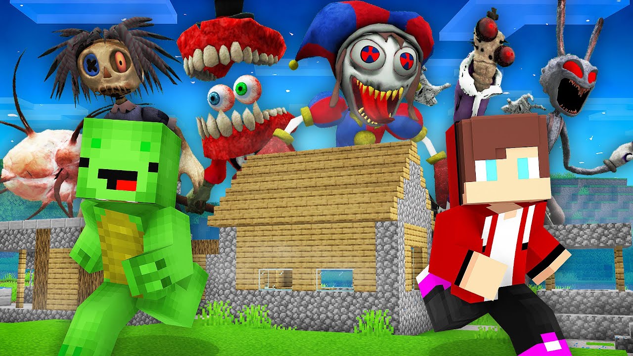 JJ and Mikey Saved the Village From A Digital Circus in Minecraft ...