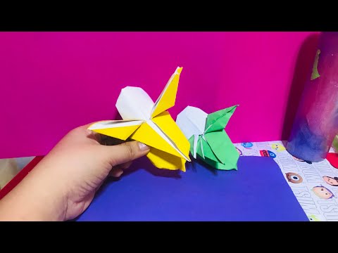DIY/ Easy Banana 🍌 origami paper folding - YouTube