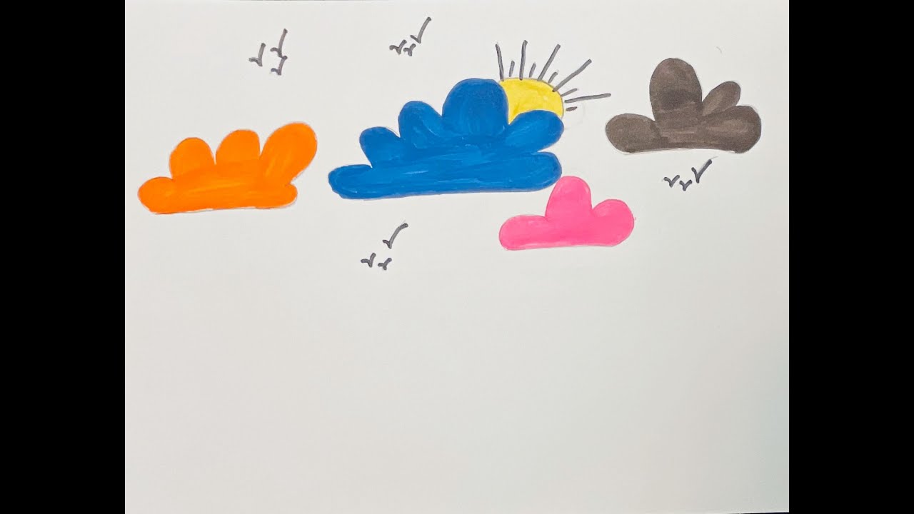 Easy Clouds drawing for kids. How to draw the sky scene, the easy way ...