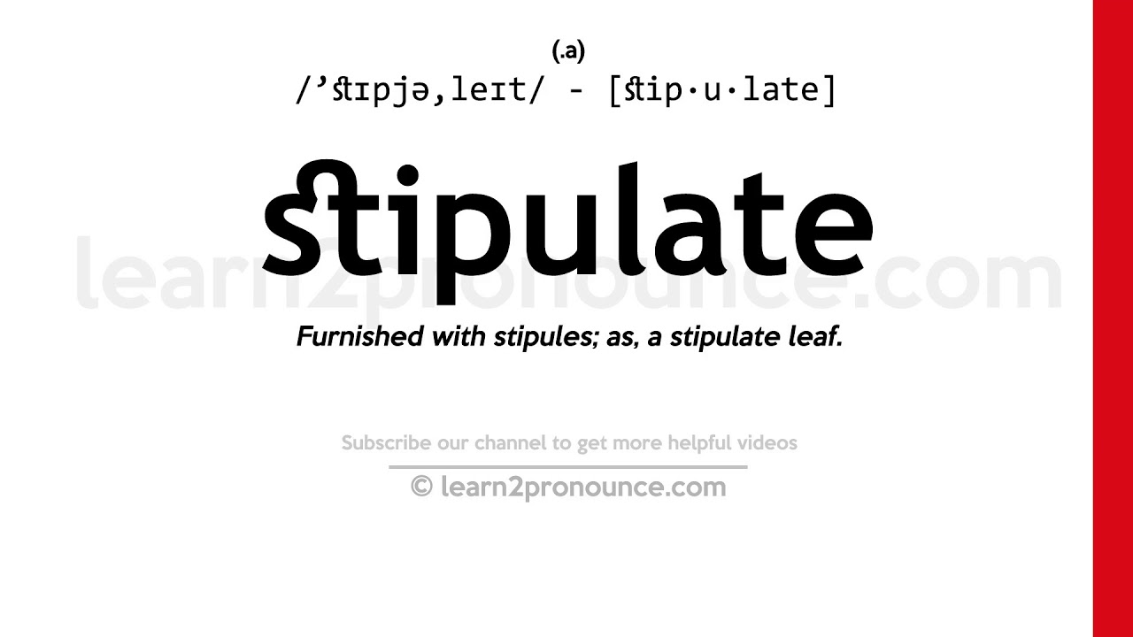 Pronunciation of Stipulate | Definition of Stipulate - YouTube