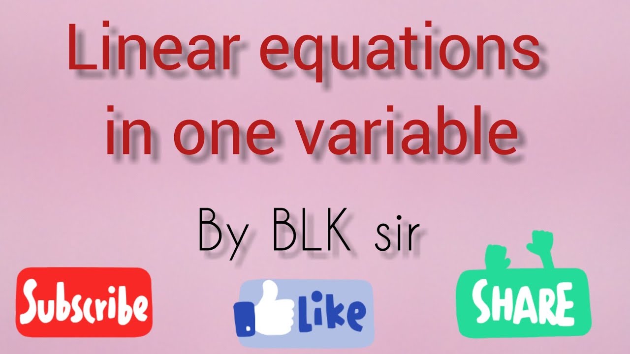 Introduction - linear equations in one variable - NCERT class 8th - YouTube