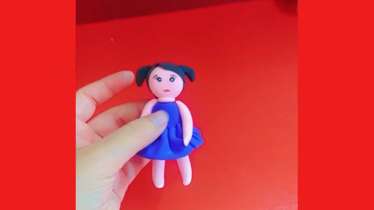ক্লে দিয়ে পুতুল//cute girl doll with clay//clay doll making tutorial ...