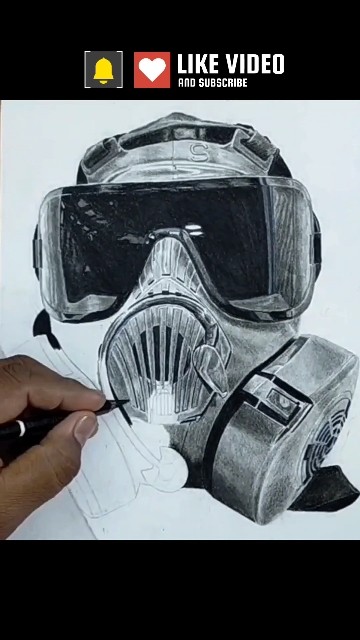 DRAW REALISTIC ARMY GAS MASK #art #real #drawing #shorts - YouTube