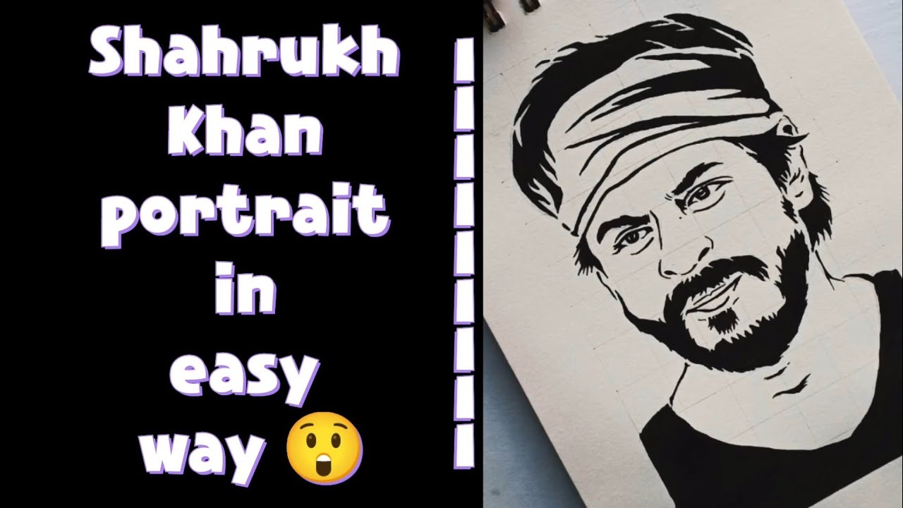 Shahrukh Khan portrait in easy way😲 #art #srk #painting #youtube - YouTube