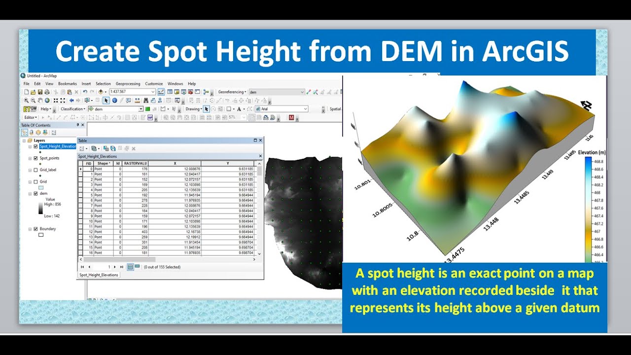Create Spot Height Elevation from DEM in ArcGIS - YouTube