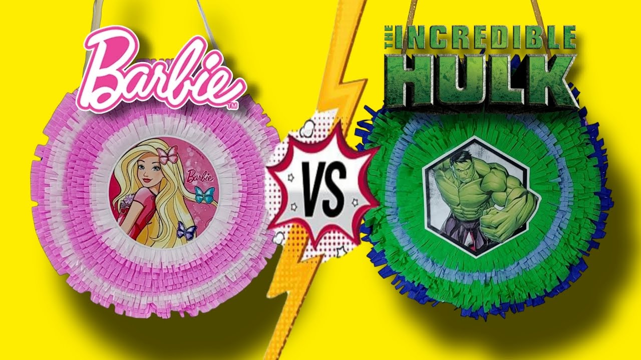 Piñata for twins / The incredible hulk VS Barbie - YouTube
