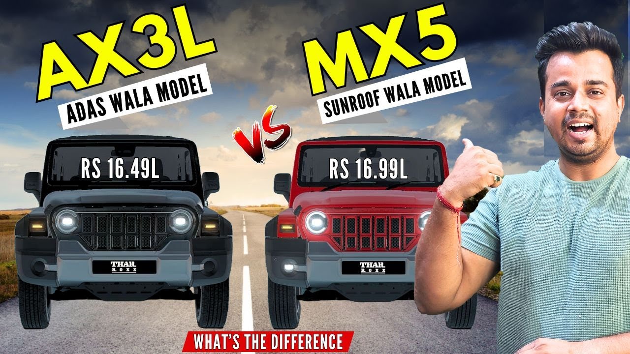 Mahindra THAR ROXX AX3L vs MX5 Model Comparison ️THAR 5 DOOR MX5 vs AX3L Variant ️ Sunroof Wala ...