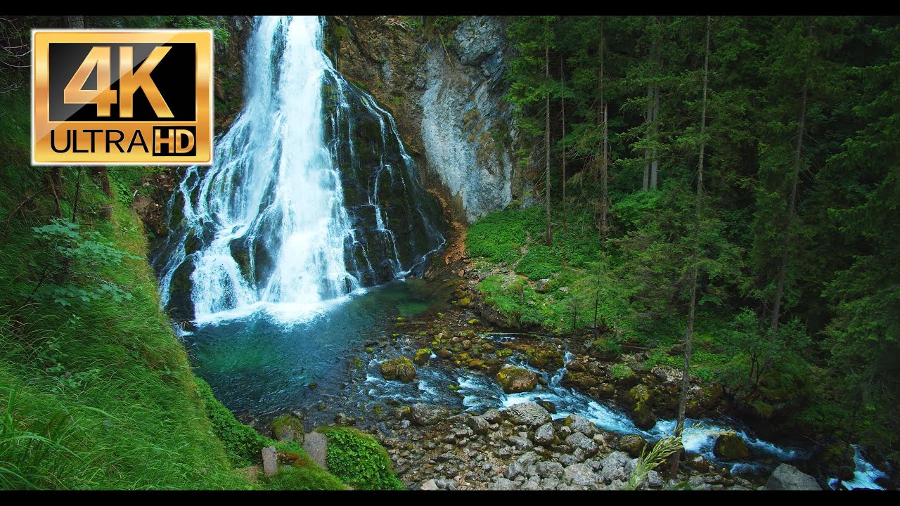 Soothing Relaxing Waterfall Sounds, Brightness dims after 1 hour - YouTube