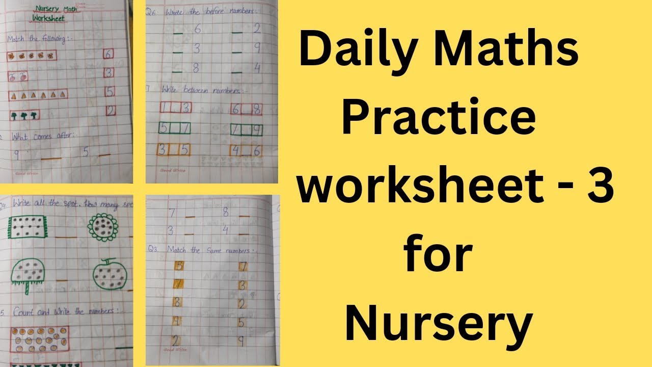 Math worksheet 3 || daily math practice worksheet for nursery class # ...