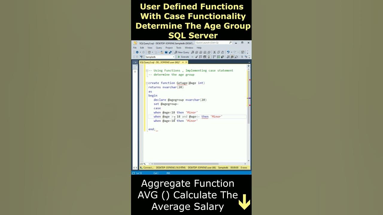 Implementing multiple condition case statement with scalar function #userdefinedfunction - YouTube