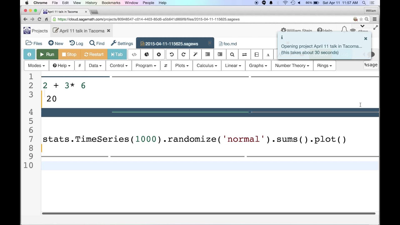 SageMathCloud -- Tacoma on April 11, 2015 - YouTube