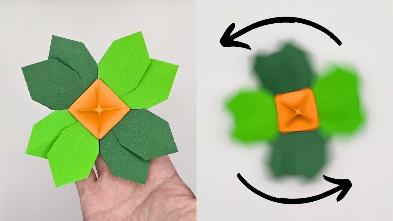 Origami LEAF SPINNER 🌱🍃 How to make a paper spinner - YouTube