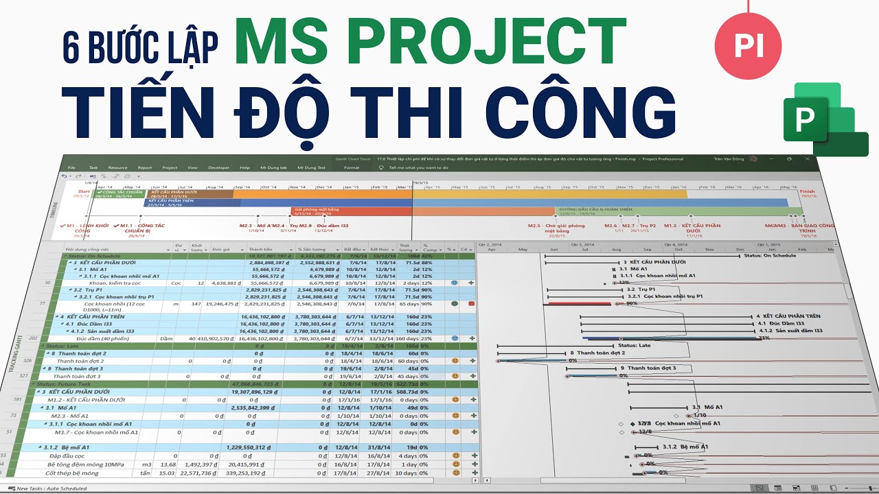 6 Bước LẬP TIẾN ĐỘ THI CÔNG bằng Ms Project & Excel 2023 | Hướng dẫn lập tiến độ trên Project ...