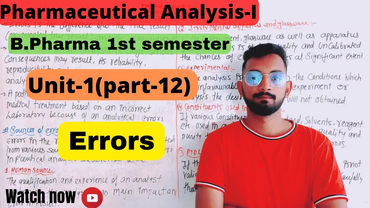 Errors,pharmaceutical analysis-I, Unit-1(part-12) B.pharma 1st semester - YouTube