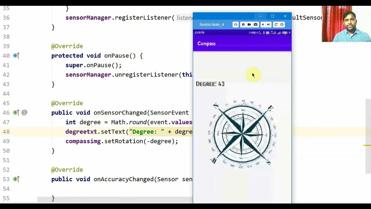 Compass App using Orientation Sensor in Android - YouTube