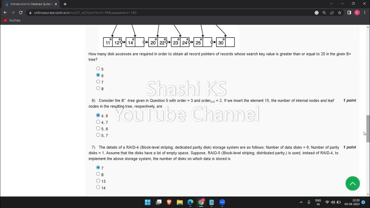 Introduction To Database Systems Week 10 Assignment 10part 2 Nptel Course Youtube